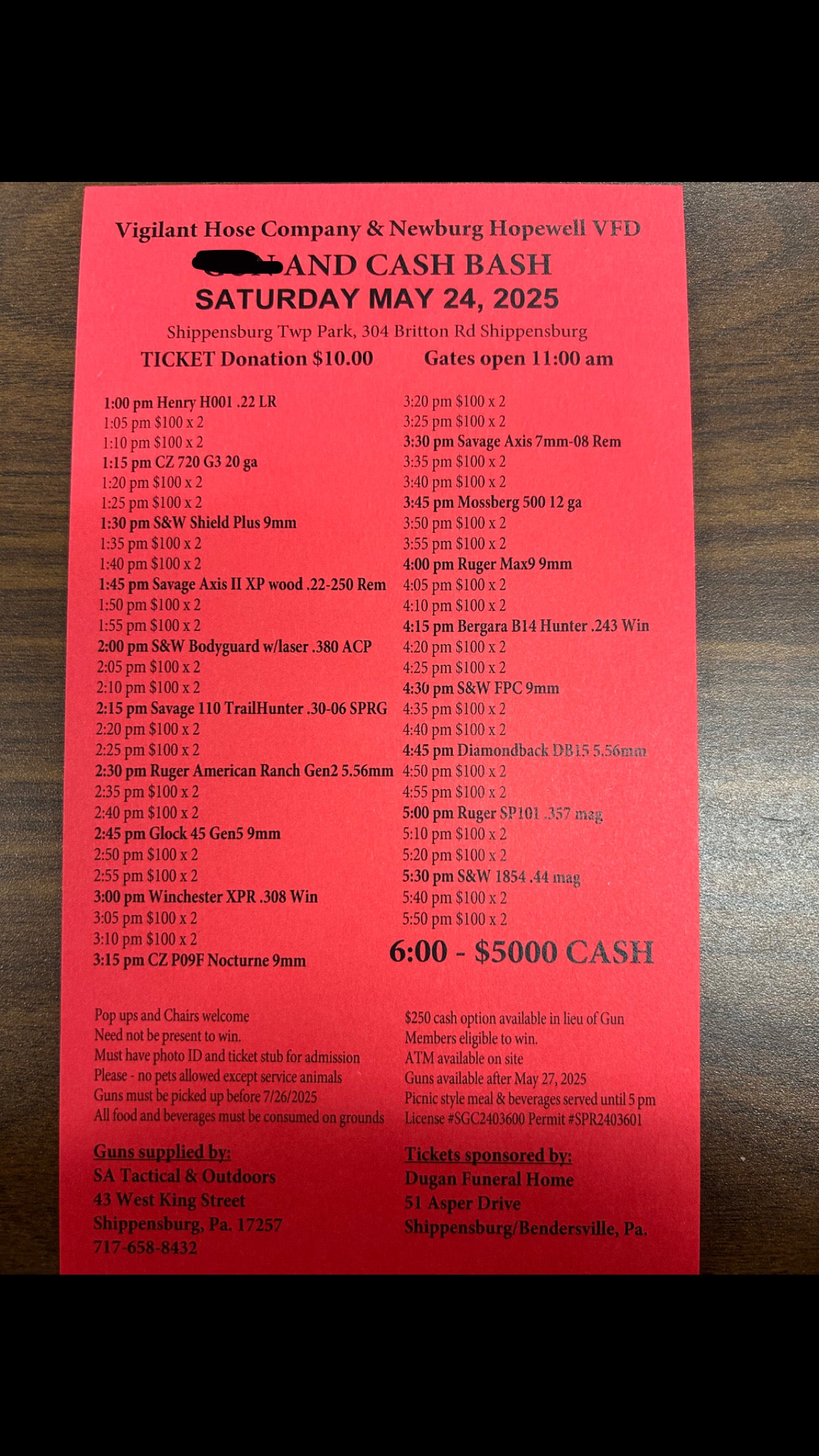 May Ticket Bundle 20 | Vigilant Hose Company